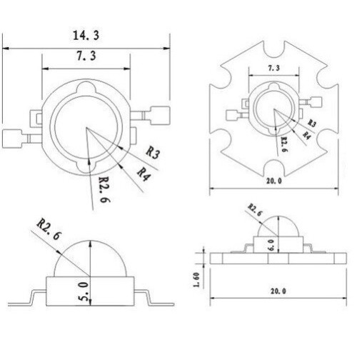 Power LED Star 3W LED - RGB with heat sink