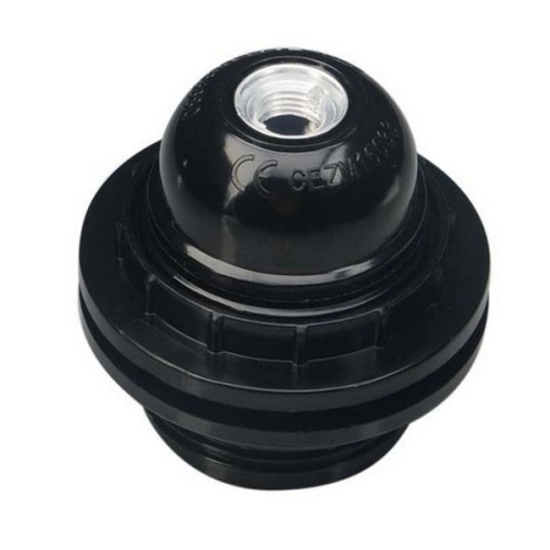 E27 socket with adjustable collar - black - Plastic socket