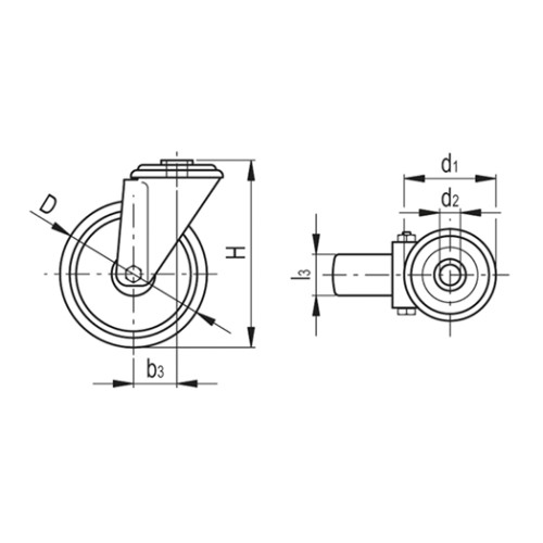 80mm polyurethane swivel wheel with brake and mounting hole, load ...